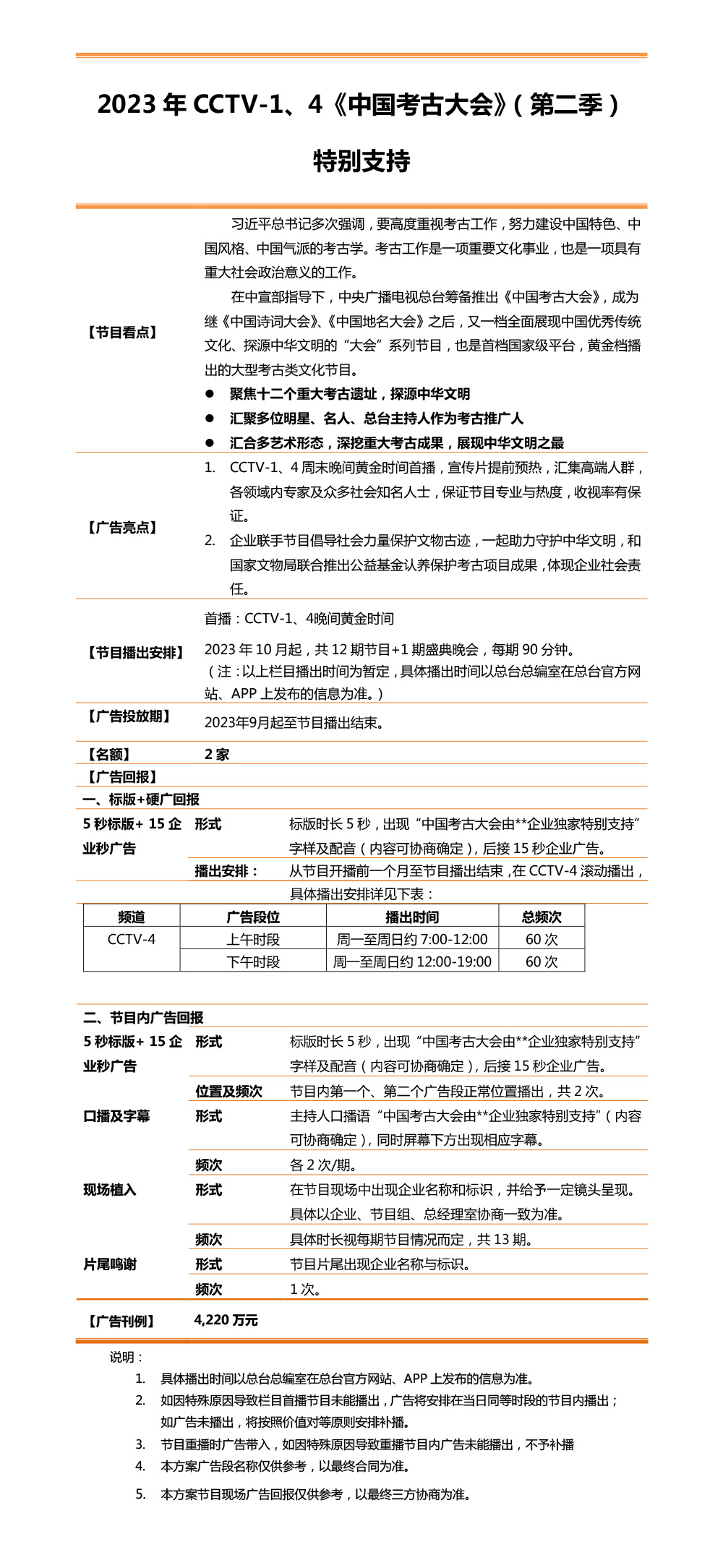 2023年CCTV-1、4《中国考古大会》（第二季） 特别支持_广告频道_央视网(cctv.com)